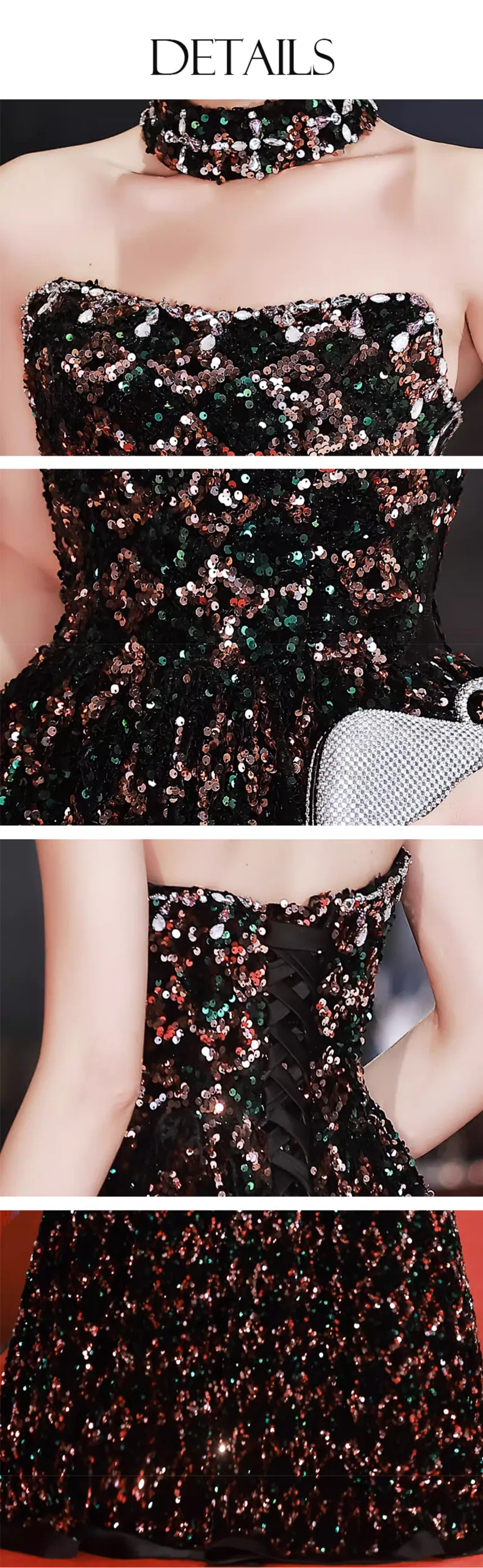 Elegant Black Sequin Tube Style Party Dress Formal Evening Ball Gown ...