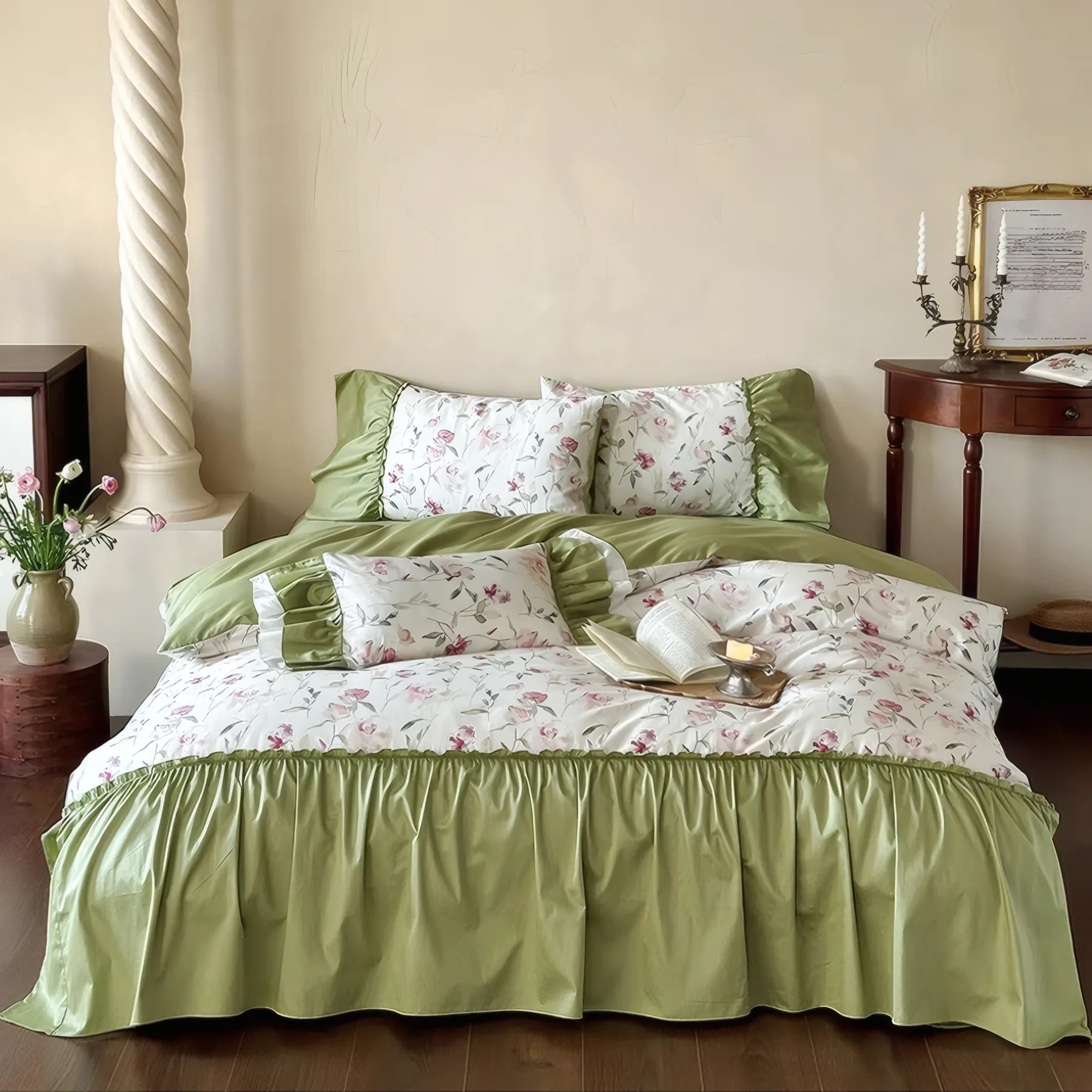 French Style 100s Long-Staple Cotton Digital Floral Print Bedding Set ...