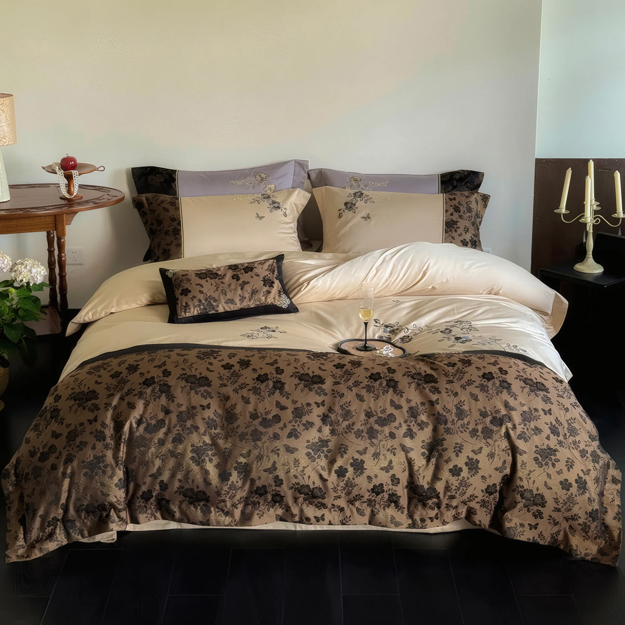 Luxury Jacquard Long Staple Cotton Floral Embroidery Bedding Set – FloraShe
