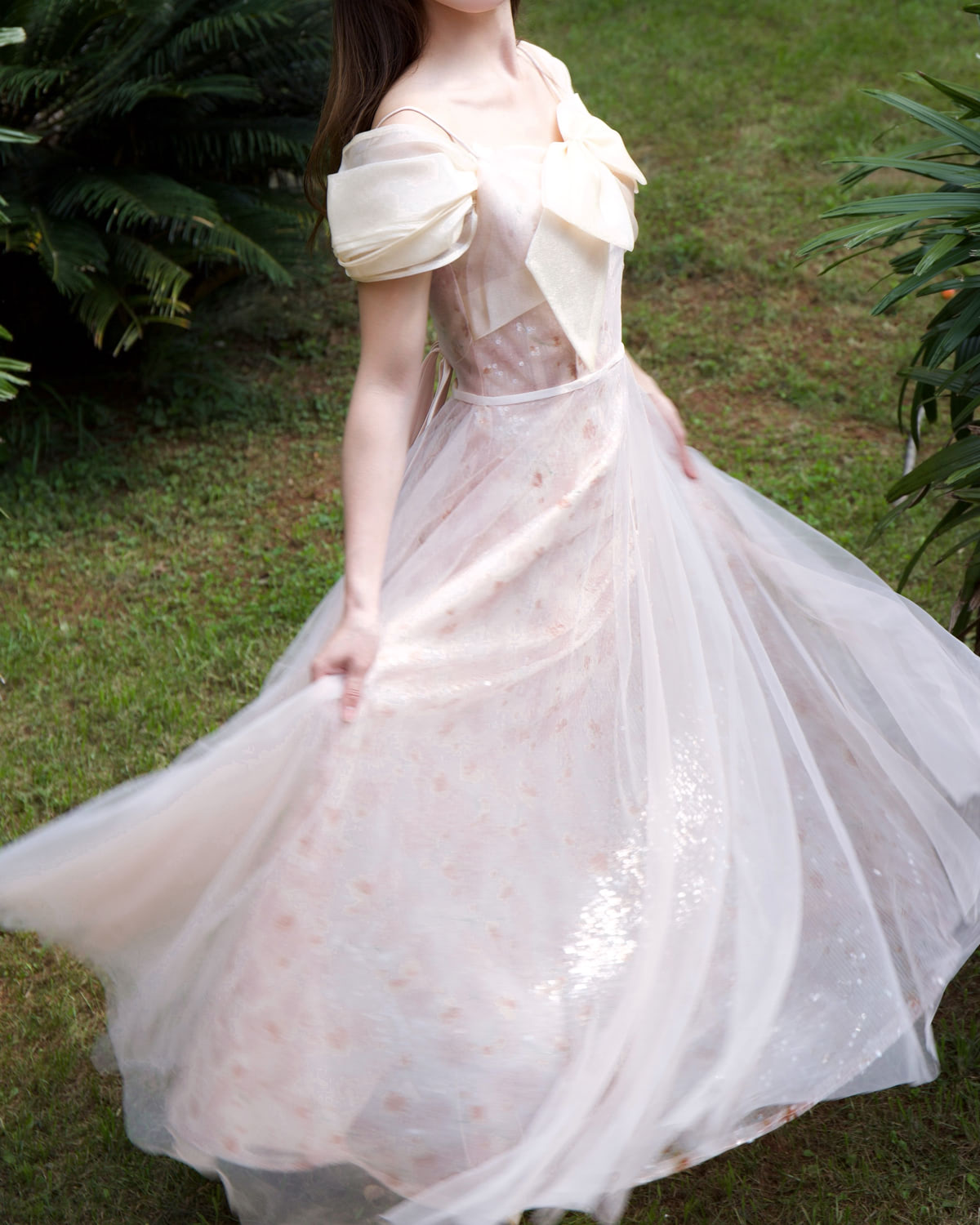 Classy Pink Tulle Floral Evening Party Cocktail Prom Bridesmaid Maxi Dress - FloraShe