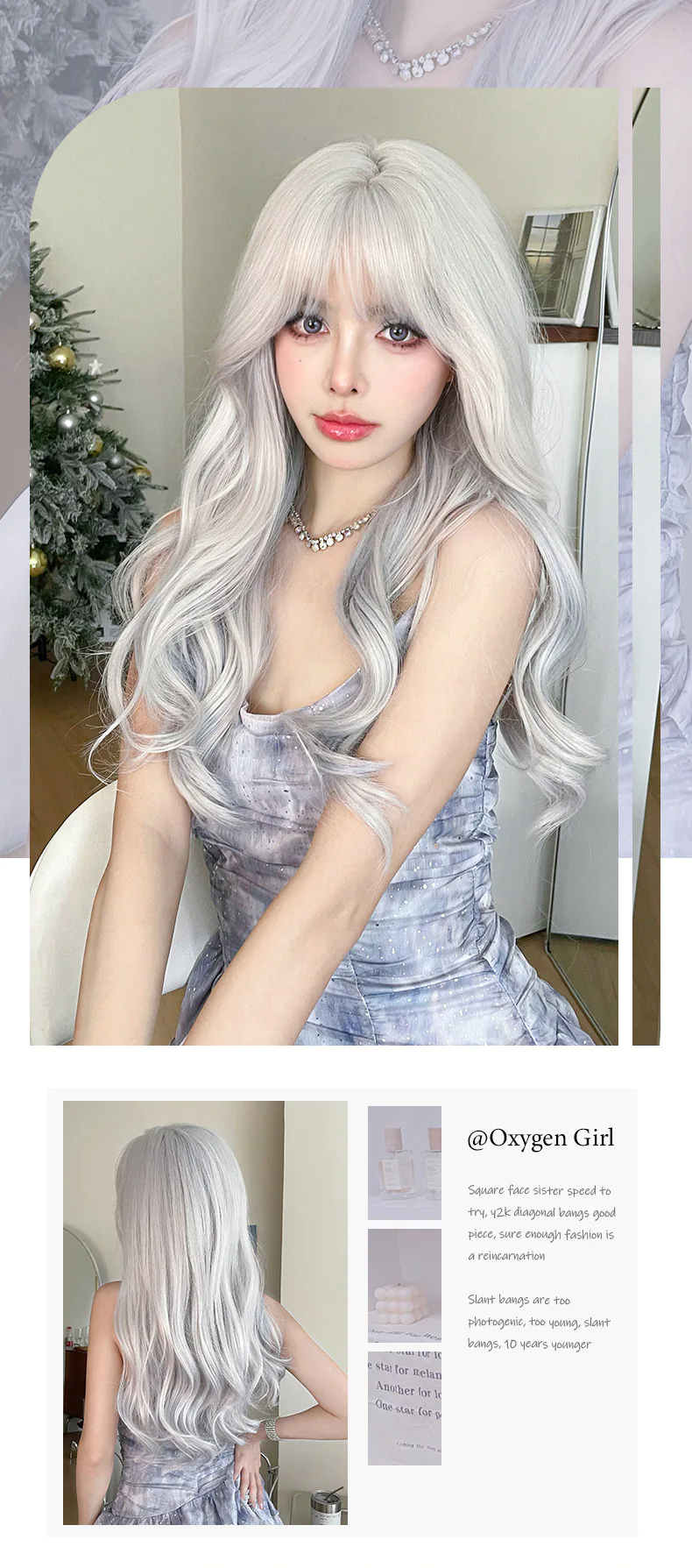 Classy Silver Synthetic Party Cosplay Halloween Costume Long Wavy Wig ...