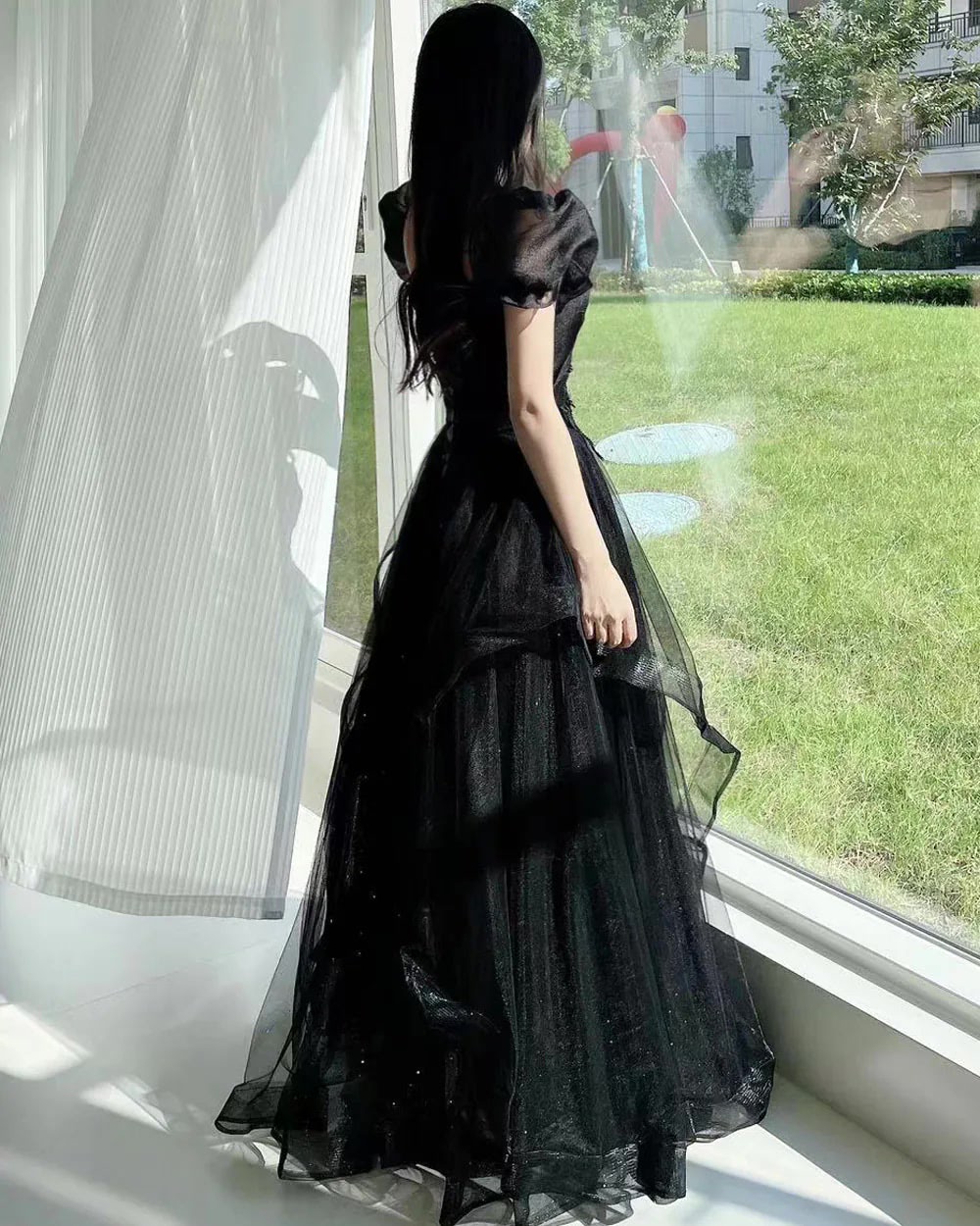 Black Chiffon Birthday Party Prom Dress Cocktail Evening Ball Gown ...