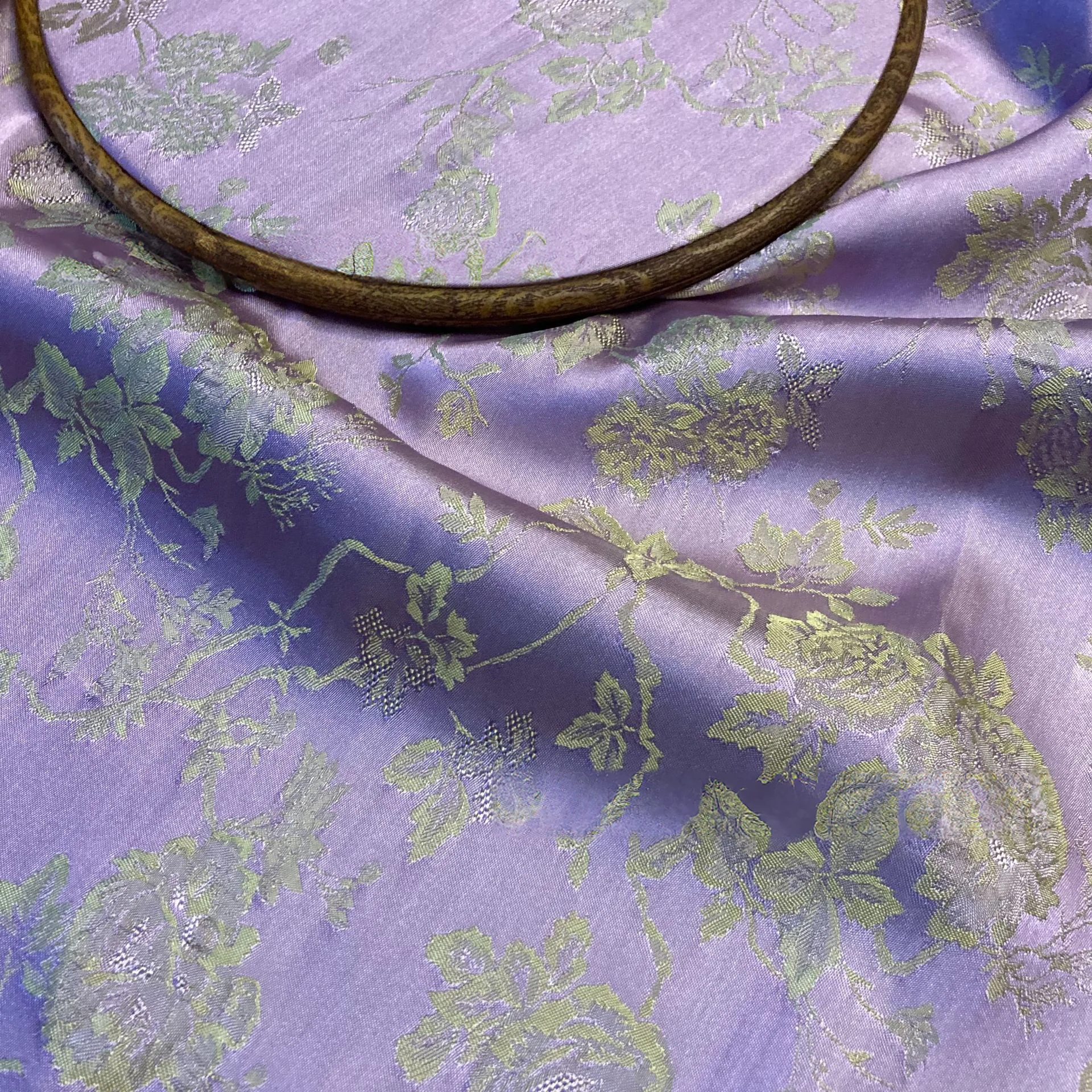 Dual Color Jacquard Satin Crafts Fabric with Flower Branch Pattern ...