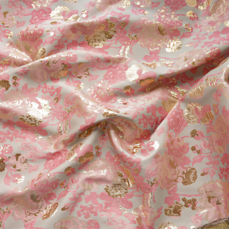 Fashion Gold Thread Embossed Flowers Pattern Arts DIY Crafts Fabric ...