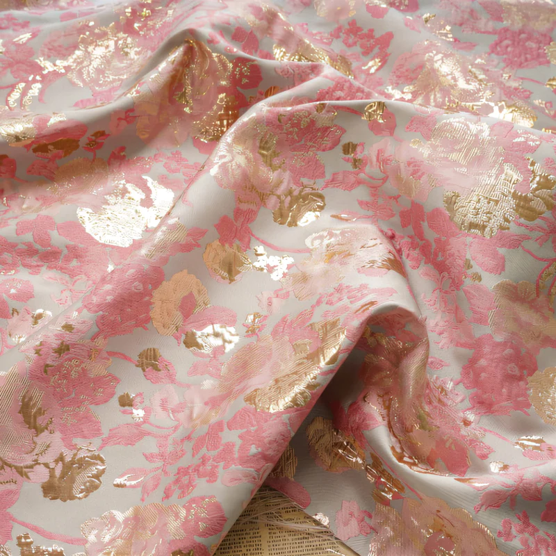 Fashion Gold Thread Embossed Flowers Pattern Arts DIY Crafts Fabric ...