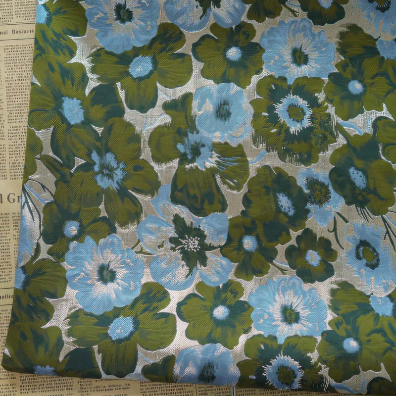 Fashion Green Floral Pattern Jacquard Sewing Crafting Decoration Fabric ...