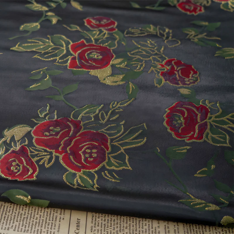 Retro Gold Wire Rose Embossed Costume Handbag Sewing Fabric – FloraShe