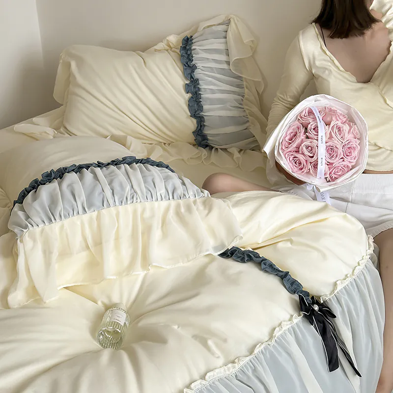 Romantic Princess Soft 100% Twill Washed Cotton Bedding 4 Pcs Set ...