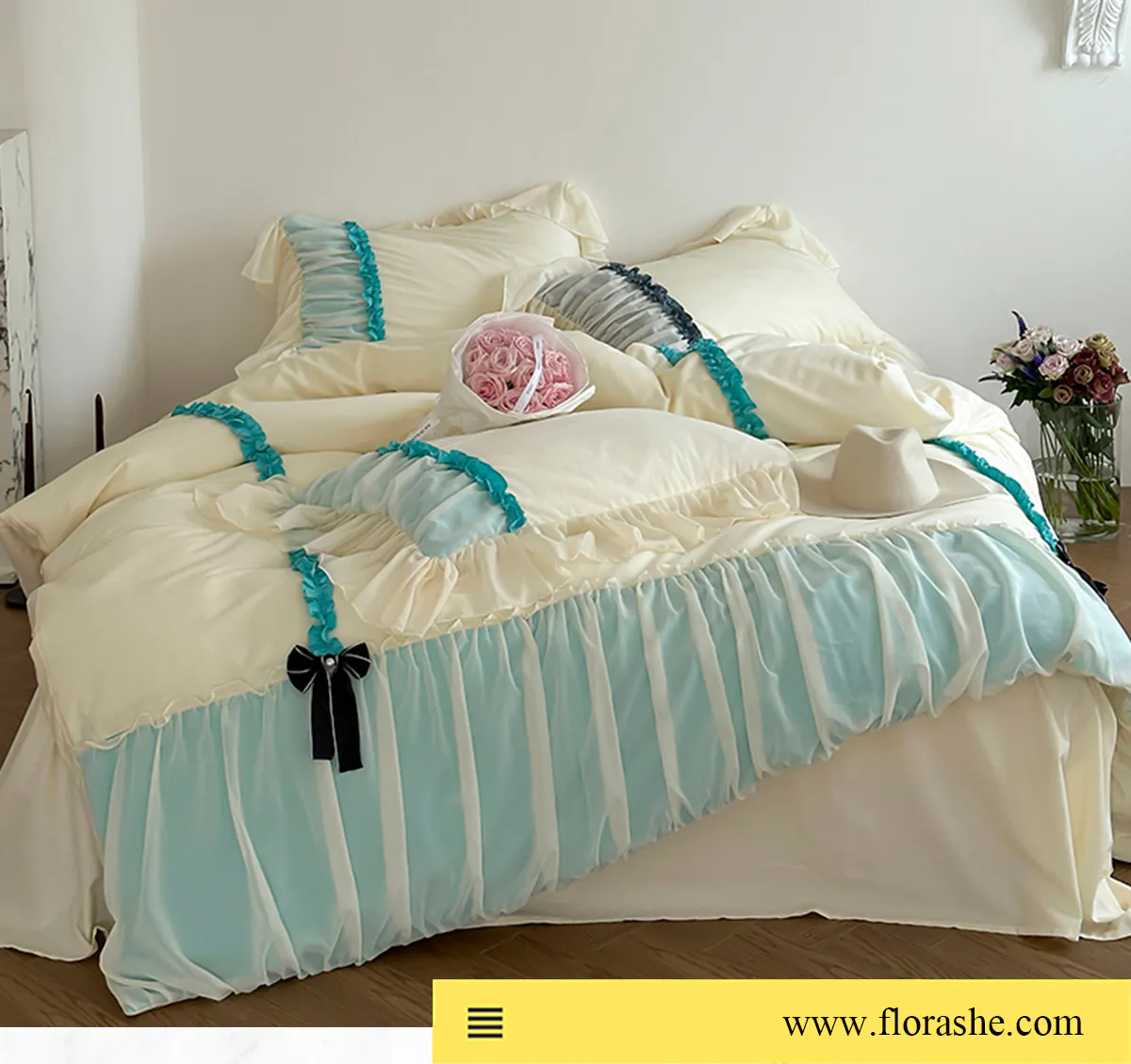 Romantic Princess Soft 100% Twill Washed Cotton Bedding 4 Pcs Set ...