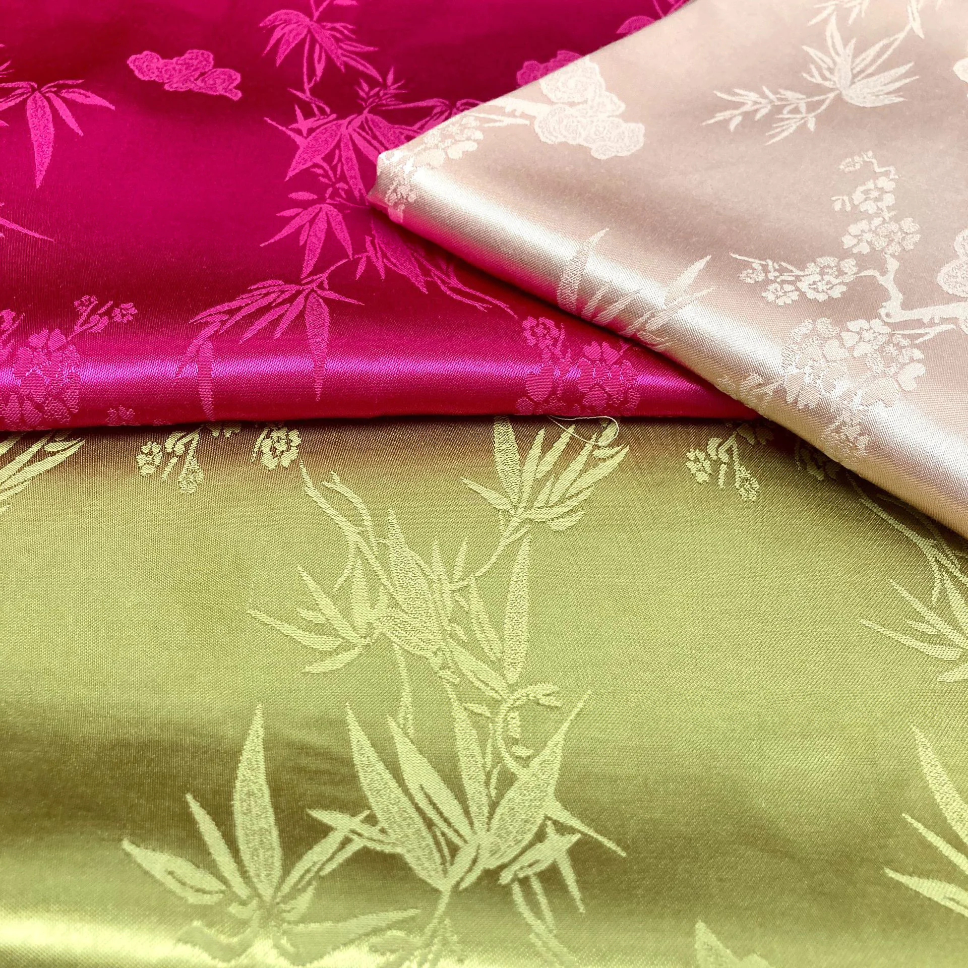 Satin Smooth Brocade Jacquard Fabric with Bamboo Leaf Patterns – FloraShe