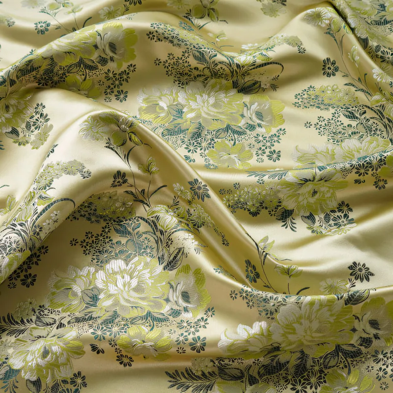 Vintage Woven Brocade Jacquard Fabric with Peony Flower Patterns – FloraShe