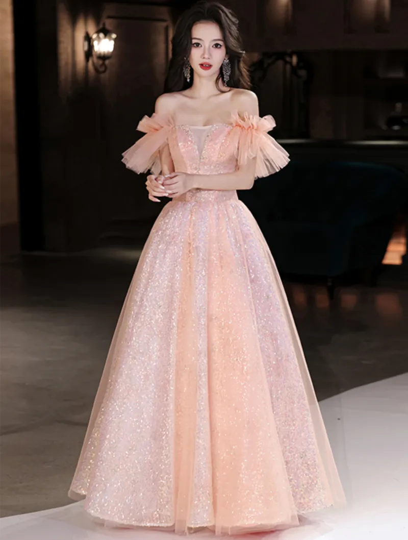 Charming Off the Shoulder Sequin Cocktail Graduation Evening Dress ...